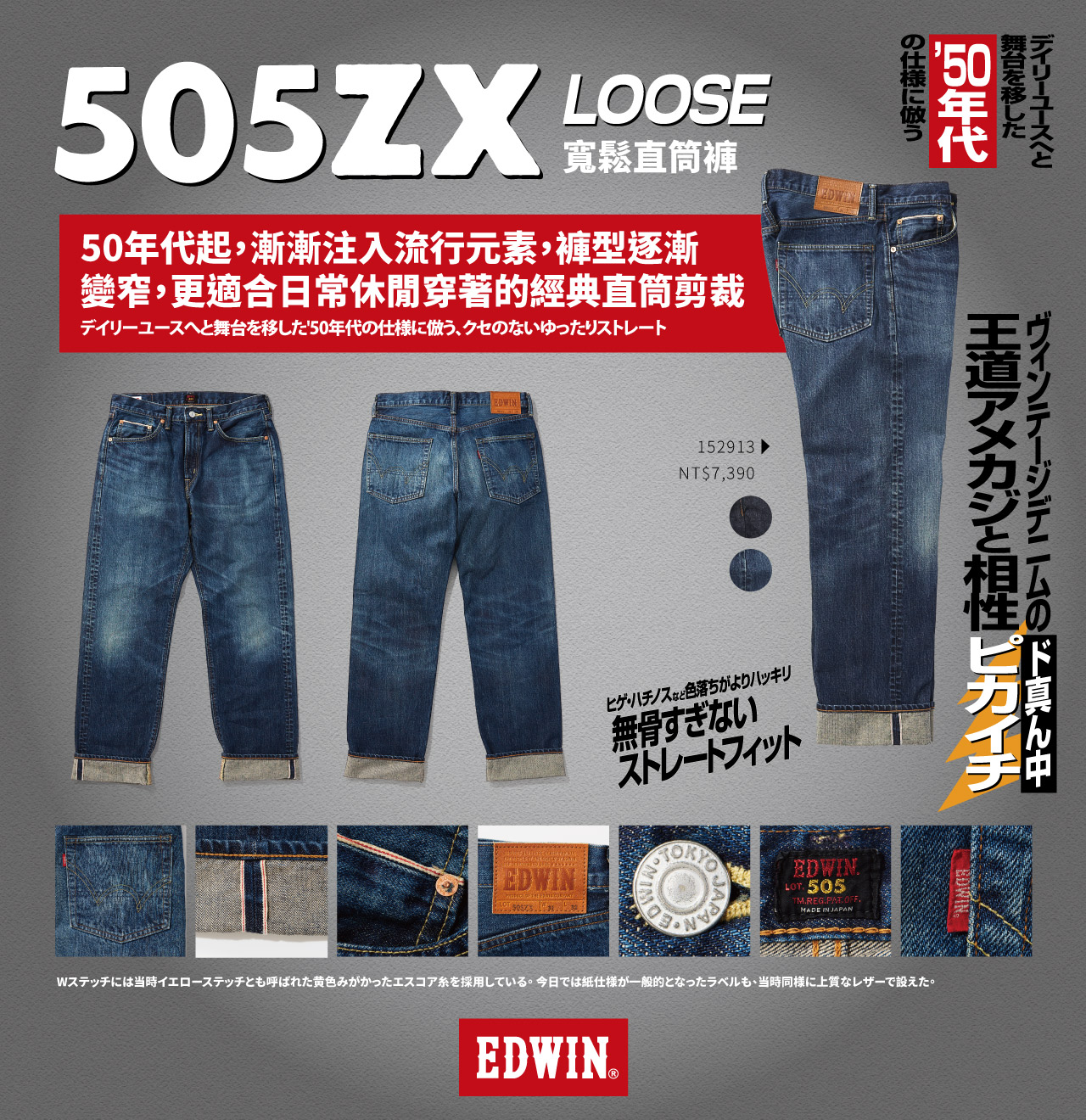 EDWIN 505 30週年系列展現日本職人決心，重磅重現三世代丹寧美學